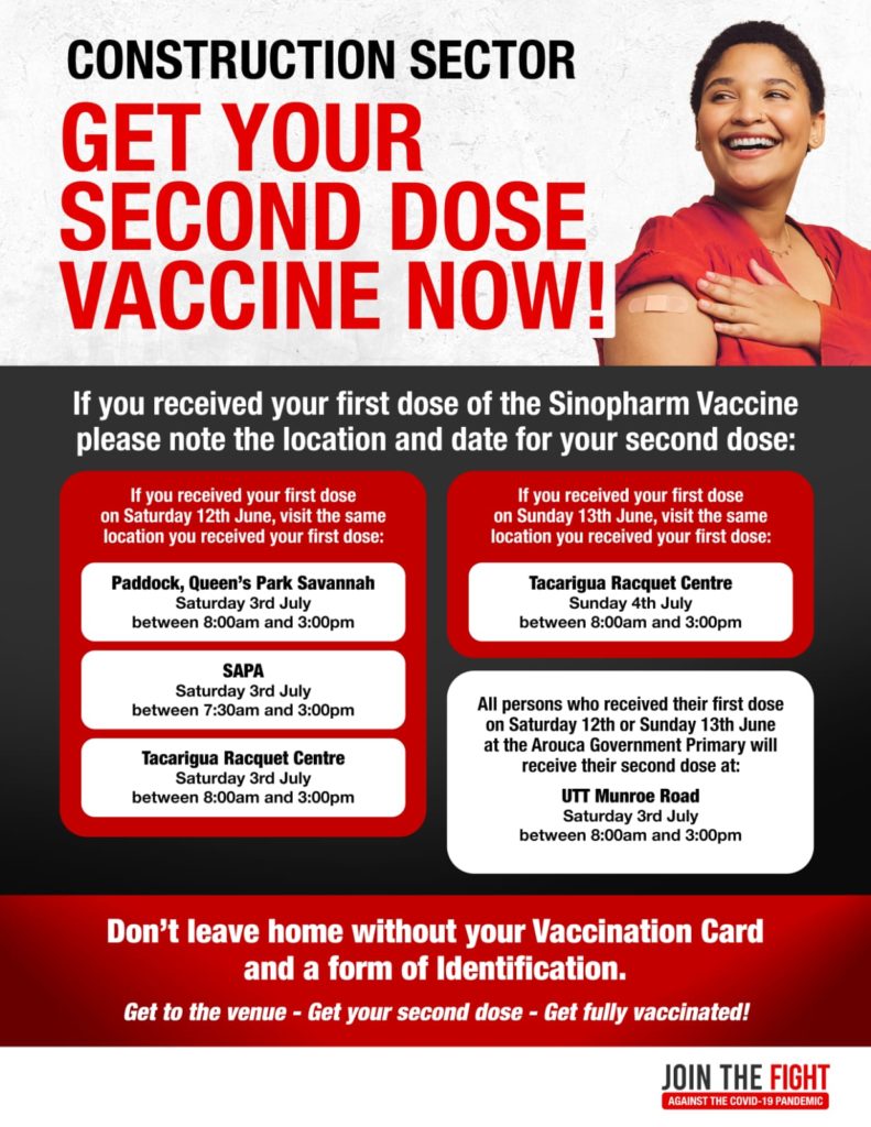 2nd DOSE VACCINATION NOTICE | UDeCOTT Website